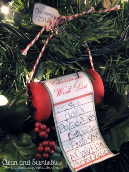 Wish List Christmas Tree Ornament - Clean and Scentsible